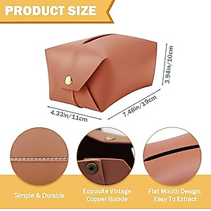 Soznveg Tissue Box Cover Rectangular, PVC Leather Tissue Box Holder, Facial Tissues Organizer, Napkin Paper Tissue Holder for Bathroom, Living Room, Dresser, Tabletop, Car, Office Decor, Brown