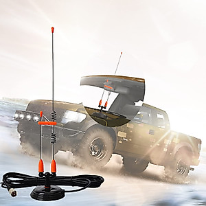 HYS Amateur Antennas Dual-Band VHF 144/UHF 430MHz Magnetic Base Mobile Antenna W/13 ft RG58 Coax Cable UHF-male/PL259 for Motorola Kenwood Midland SO239 Mobile Radios (Orange&Black)