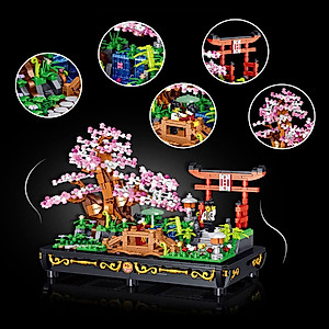 Cihely Bonsai Tree Building Blocks Kits 00902, Artificial Bonsai Building Project to Release Stress and Focus The Mind, for Birthday Christmas Gifts to Adults/Teens（Cherry Blossoms 1469PCS）