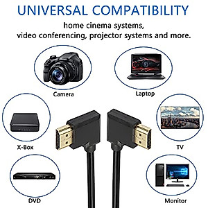 SinLoon Gold Plated High Speed 90 Angle Right HDMI Male to Left HDMI Male Adapter Cable Supports Ethernet, 3D and Audio Return (0.3M R-L)