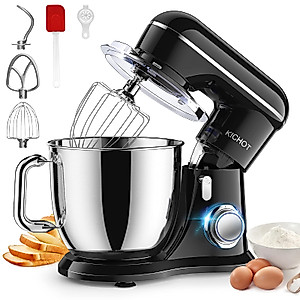 Stand Mixer, KICHOT 10+P Speed 4.8 Qt. Household Stand Mixers, Tilt-Head Dough Mxier with Dough Hook, Beater, Wire Whisk & Splash Guard Attachments for Baking, Cake, Cookie, Kneading, SM-1533