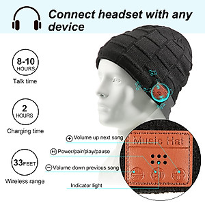 Honoson Bluetooth Beanie Set Includes 2 Pieces Bluetooth Beanie Hat Wireless Winter Hats 2 Pairs Winter Touchscreen Gloves Knit Stretch Gloves for Christmas Birthday Gifts for Men Women
