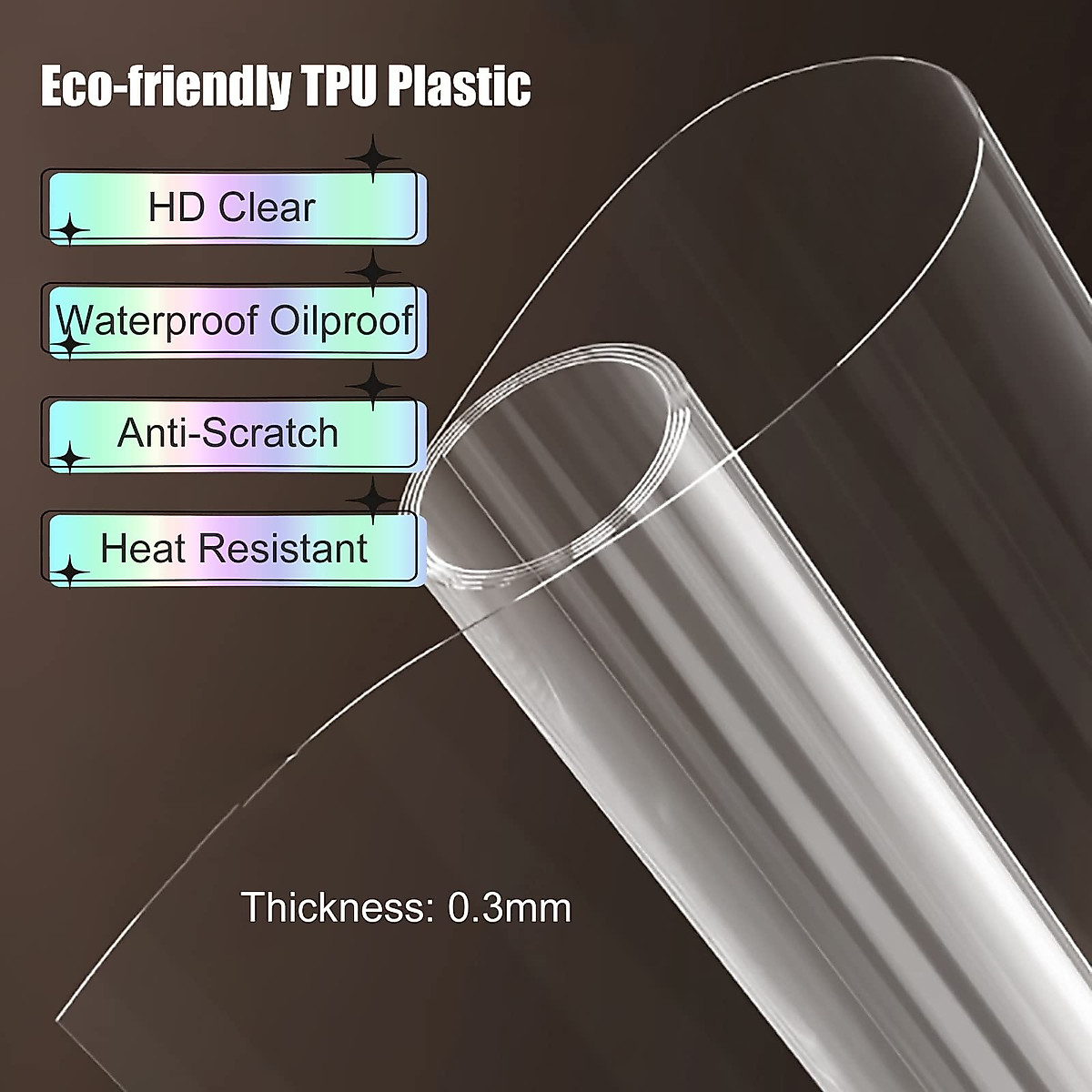 JYHHCYS 70 90 110 130 150 160cm Wide Clear Plastic Sticky Film for Table Countertop Cabinet, Protective Table Pad Self-Adhesive, Waterproof Anti-wear (Size : 110x240cm/43.3x94.5in)