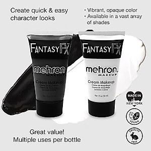 Mehron Makeup Fantasy F/X Water Based Face & Body Paint Black and White Face Paint Bundle