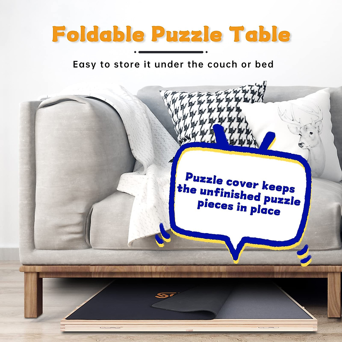 SOKO Wooden Jigsaw Puzzle Board - 1500 Piece Folding Puzzle Table with 5 Drawers & Covers 35" × 27" Portable Jigsaw Puzzle Table, 4-Tilting-Angle Adjustable Puzzle Board for Adults and Children