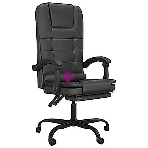 Home Office Chair, Ergonomic Office Chair, Massage Reclining Office Chair Black Faux Leather Suitable for Home Office