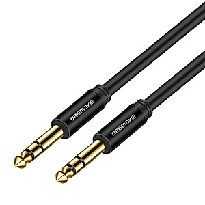 DREMAKE 6 Foot 6.35mm 1/4" Male TRS to 6.35mm 1/4" Male TRS Audio Patch Cord, 1/4 TRS Instrument Cable for Guitar, Keyboard