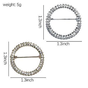 2Pieces Shiny Geometry Circle Round Brooch for Women Girls Suit Lapel Pins for Party Wedding Gift Fashion Feminist Rhinestone Crystal Accessories for Shawl Scarf Buckle Sweater Cardigan