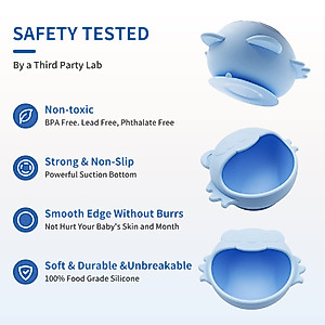 CUAIBB Suction Plates for Baby, 100% Food-Grade Silicone Toddler Plates, BPA Free Divided Plate Slip Resistant, Microwave & Dishwasher Safe (With Silicone Straw, Silicone Spoon and Fork