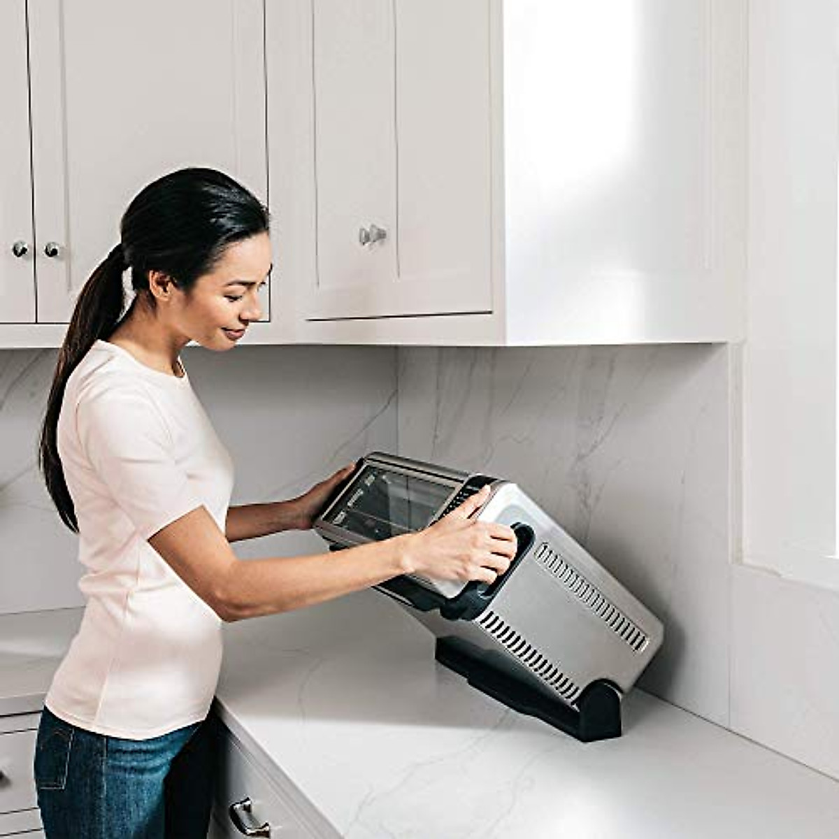 Ninja Foodi SP101/FT102CO Digital Fry, Convection Oven, Toaster, Air Fryer, Flip-Away for Storage, with XL Capacity, and a Stainless Steel Finish (Renewed)