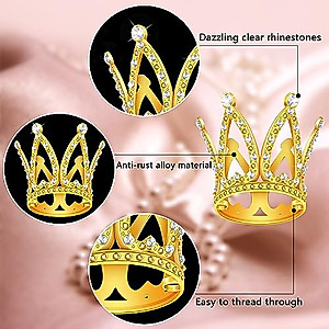 16 PCS Mini Crown Cake Topper Princess Tiara Crown Cupcake Toppers Queen Rhinestone Headpiece for Royal Theme Wedding Baby Shower Bridal Shower Birthday Party Cake Decor(Gold)