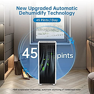 Portable Air Conditioners, SXYCMY 8000 BTU Air Conditioner Portable for Room up to 350 Sq.Ft, 3-in-1 AC Unit with LED Dehumidifier & Fan, Installation Kit & Remote Control for Home, Office