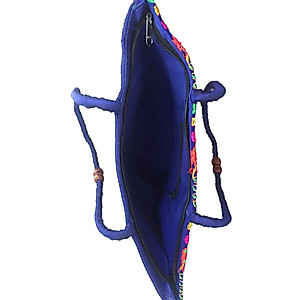 Woman's handmade Tote Shoulder bag, Handbag, Purse (Large, Navy Blue)