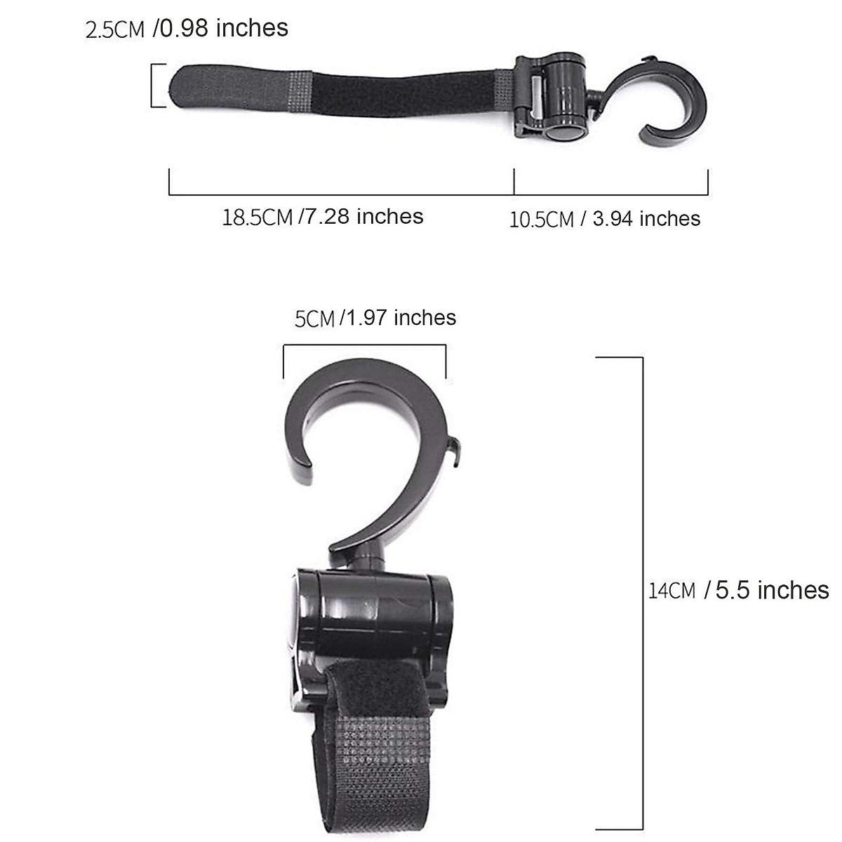 Stroller Hooks for Hanging Diaper Bags Baby Stuff Organizer Groceries Purse Mommy Hook Stroller Accessories for Mom When Jogging Walking or Shopping Pack of 2-Black LLUFO