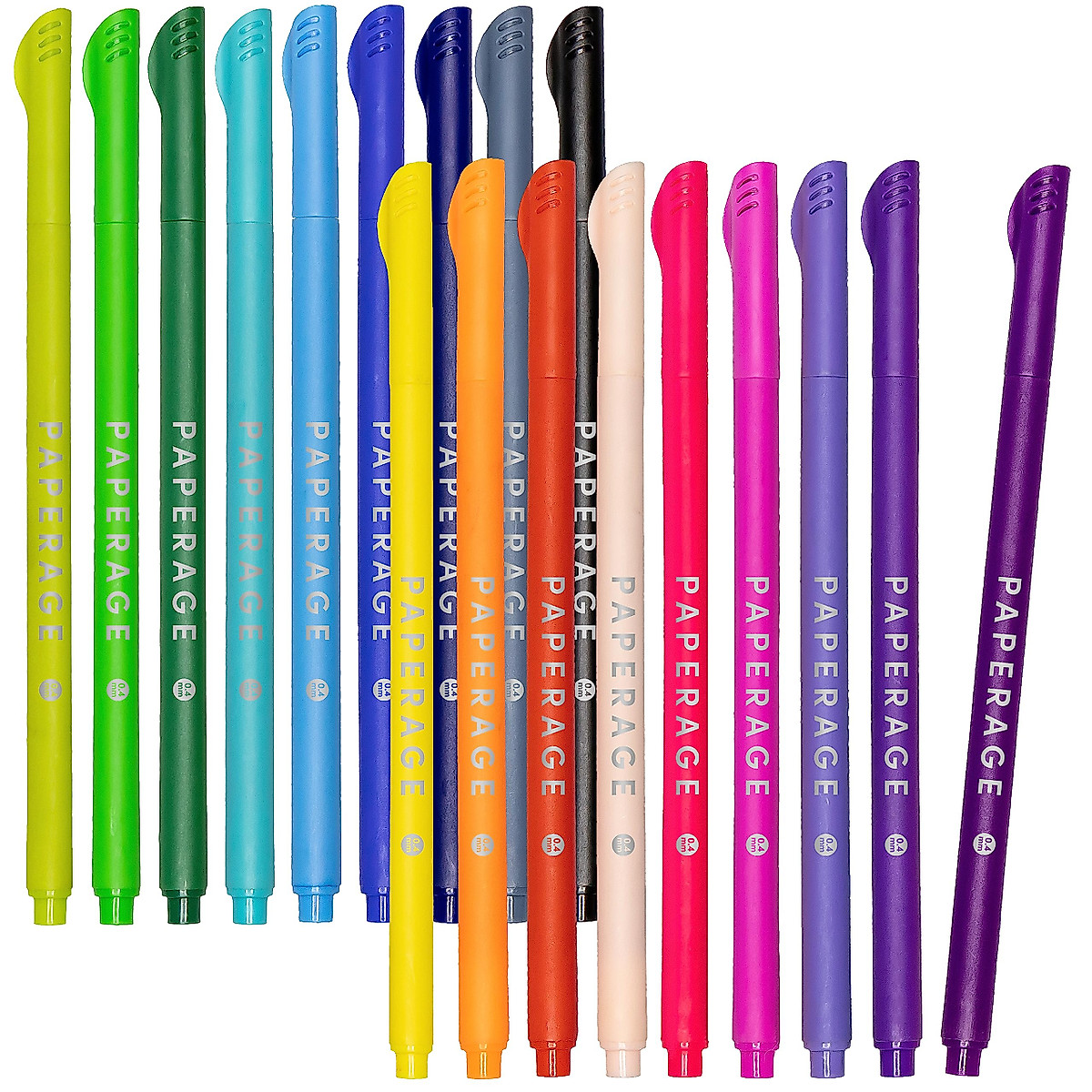 PAPERAGE Felt Tip Fine Line Marker Pens (0.4 mm Metal Pen Nib), 18 Pack Pen Set for Bullet Style Journals, Notebooks, Planners, Calendars, Notes & Coloring - Use at Home, Office, School