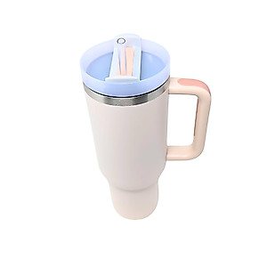 FTB Creative 40oz Insulated Journey Tumbler Mug, Double Wall Stainless Steel, with Lid and Straw (Blush)