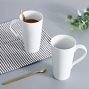 Buyajuju Large Coffee Mugs Set, 16 OZ Tall Coffee Cups with Handle, White Coffee Mugs Set of 4 for Coffee, Tea, Cocoa, Latte, Milk