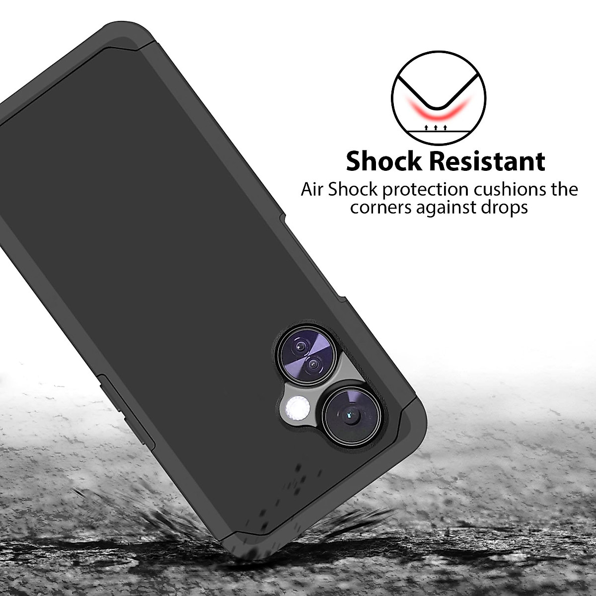 TJS Compatible for OnePlus Nord N30 5G Case, with Tempered Glass Screen Protector Dual Layer Hybrid (Magnetic Mount Friendly) Shockproof Drop Protection Impact Phone Case (Black)