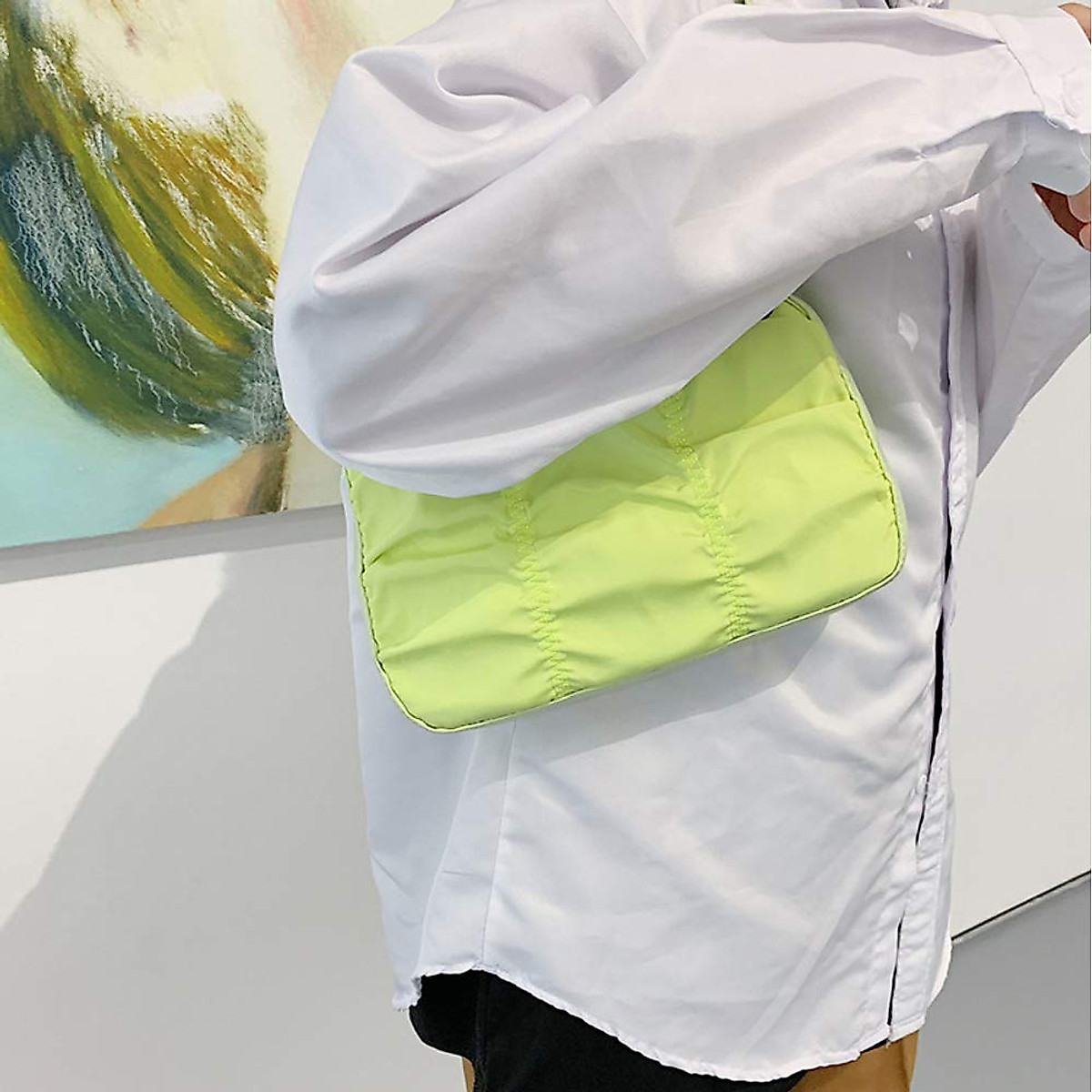 Mysmeir Solid Color Pleated Armpit Bag Oxford Water-resistant Western Style Shoulder Bag for Women (green)