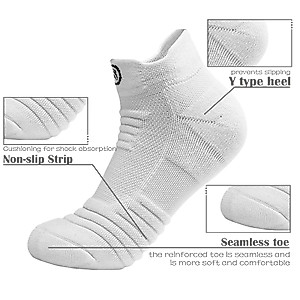 MAAMPU 6 Pairs Running Socks/Hiking Cushion Socks,Breathable Athletic Socks Thick Cushion Socks-White（short）-Medium