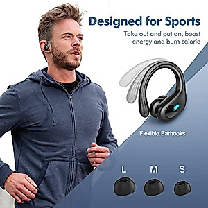 Wireless Earbuds Bluetooth Headphones 80Hrs Playback with LED Diaplay Wireless Charging Case Noise Cancelling Ear buds with Earhooks, IPX7 Waterproof Over Ear Earphones for Sports Running Workout