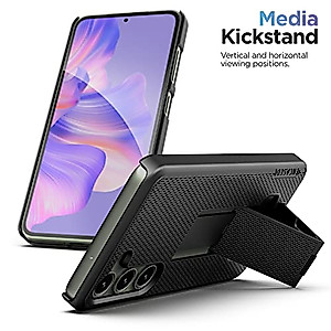 Encased DuraClip Designed for Samsung Galaxy S23 Belt Clip Case with Phone Holster and Kickstand (Matte Black)