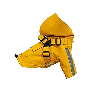 leasote Pet Raincoat Hooded Design Reflective Strip Adjustable Buckle Zipper Closure Back Pocket Waterproof with Traction Ring Small Medium Large Dogs Rain Jacket, Puppy Clothes for Outdoor Travel Y