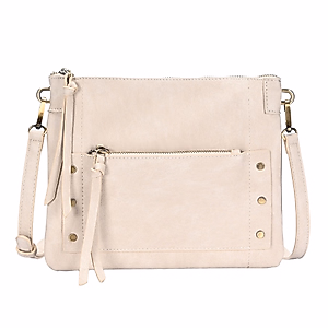 Antik Kraft The Savannah Crossbody Shoulder Bag - Bone | Vegan leather Crossbody Shoulder Bag | Shoulder Bag with removable crossbody strap 53-63 cm | 11in x 1.5in x 8.5in |