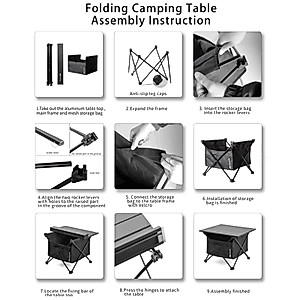 Audoyon Foldable Camping Side Table, Ultralight Small Beach Table Aluminum, Portable Outdoor Table with Carry Bag and Storage for Picnic, Grill, Hiking, Fishing, Sand, Camping Essentials(S)