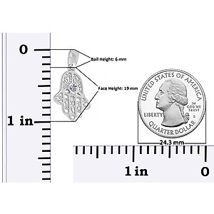 CloseoutWarehouse Cubic Zirconia Protection from the Evil Eye Hamsa Pendant Sterling Silver