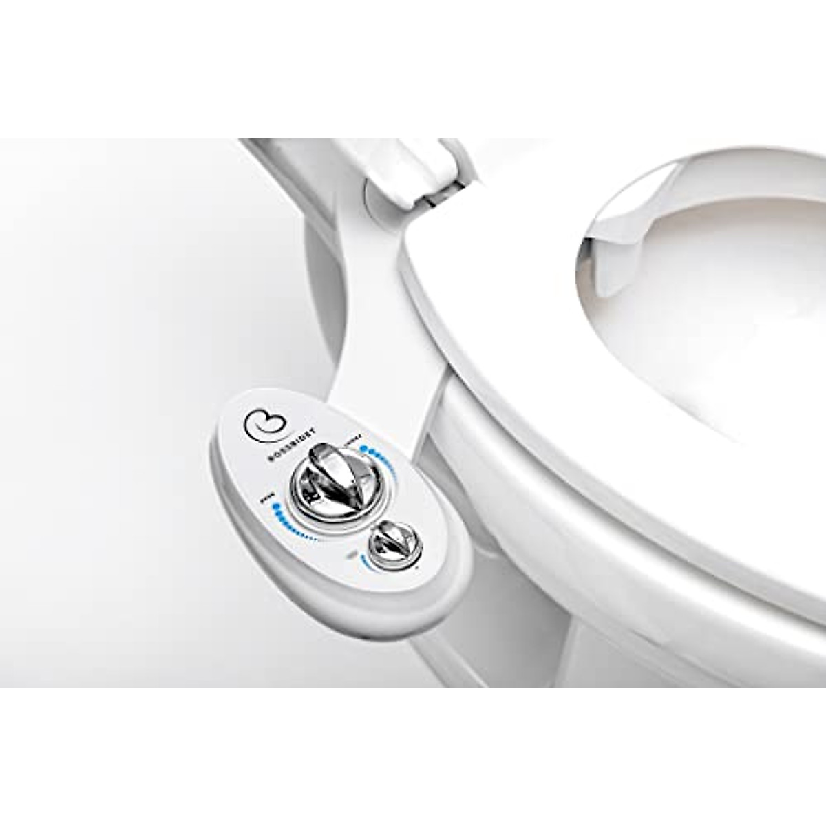Boss Bidet Luxury White Blue - Bidet Attachment for Toilet Seat - Dual Nozzles, Self-Cleaning, Non-Electric Water Sprayer, Save Money On Toilet Paper and Reduce Waste