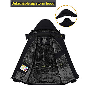 TACVASEN Mens Winter Jacket Waterproof Ski Jacket Men Snowboard Jacket Parka Jacket Men Softshell Jacket Black Gray XL