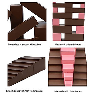 Montessori Toys for 3+ Year Old Wooden Brown Stairs Stacked Arrangement Ladder Blocks Development Sensory Toys Montessori Preschool Learning Math Baby Games Educational Toys(10 Piece Set)