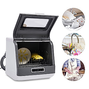 YIYIONCE Portable Countertop Dishwasher, 360 Degree Automatic Dishwasher, 3 Washing Programs Dishwasher, Portable Washer Machine and Dryer, Large Capacity for Home Small Apartment (Gray) | US STOCK