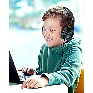 ELECDER i45 On-Ear Headphones with Microphone - Foldable Stereo Bass Headphones with No-Tangle 1.5M Cord, 3.5MM Jack, Portable Wired Headphones for School/Kids/Teens/Smartphones/Travel/Tablet - Black