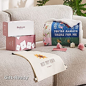 Bedsure Gifts for Mom, Dauhters, Grandma, Wife, Mom Blanket from Daughter, Husband, Son, Gifts for Anniversary Mom Birthday Gifts, Soft Patchwork Throw Blanket 60" × 50"