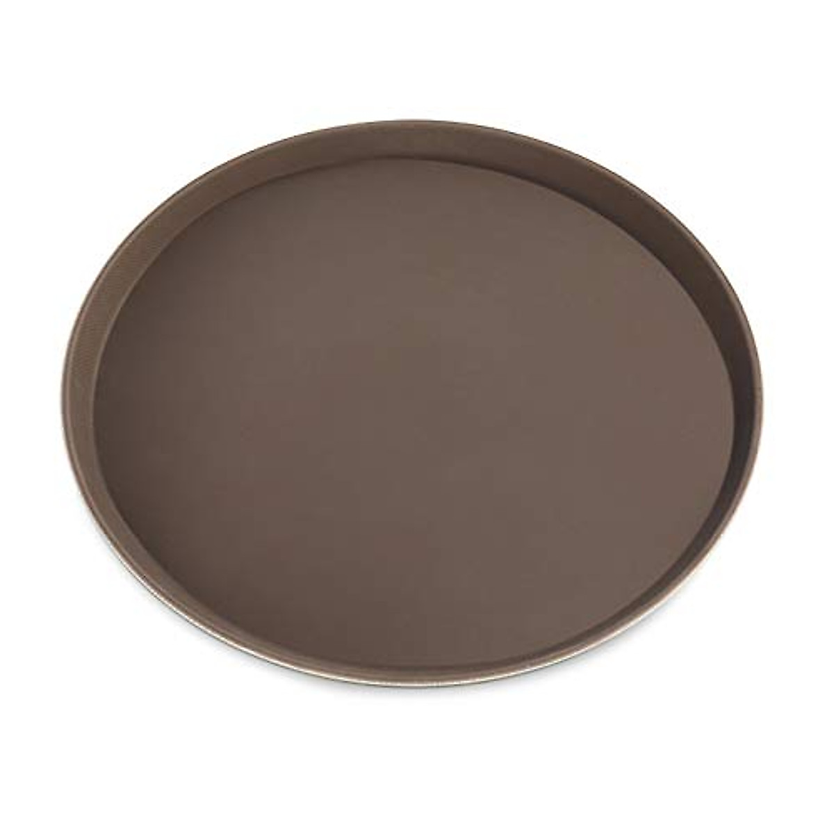 New Star Foodservice 25361 Restaurant Grade Non-Slip Tray, Plastic, Rubber Lined, Round (18-Inch, Brown)