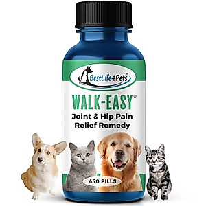 BestLife4Pets Walk-Easy Hip and Joint Supplement for Dogs & Cats - Arthritis Pain Relief and Anti-inflammatory Support Pills for Dogs & Cats Joint Pain Relief - Easy to Use Natural Pills (450 ct)