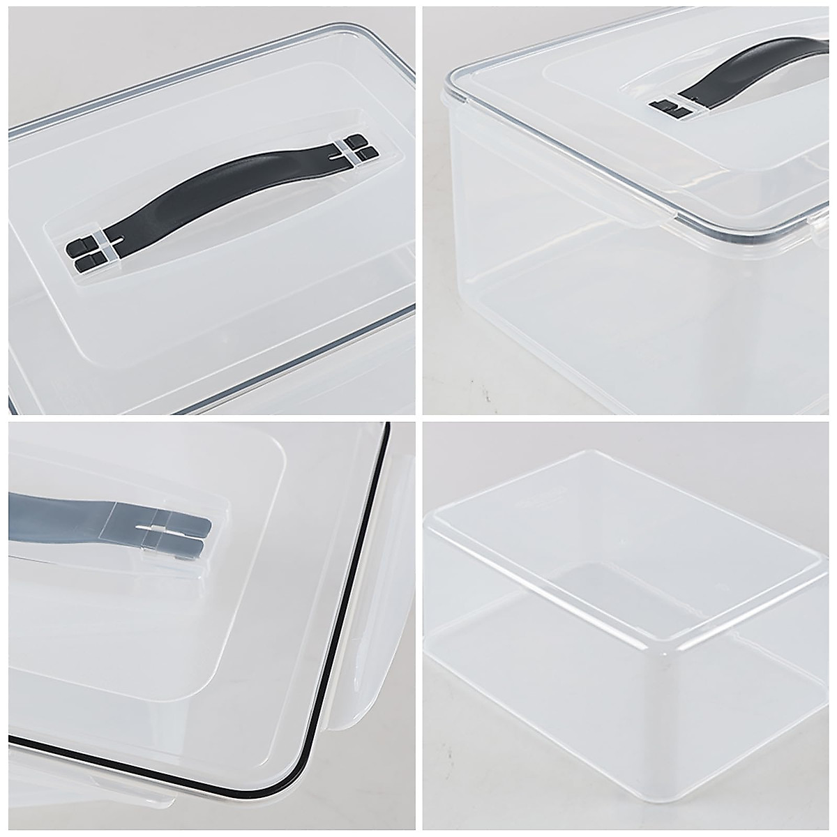 Eagrye 15 L Rectangular Plastic Clear Airtight Food Storage Containers with Latch Lid, 4 Pack Rectangle Food Storage Container with Portable Handle