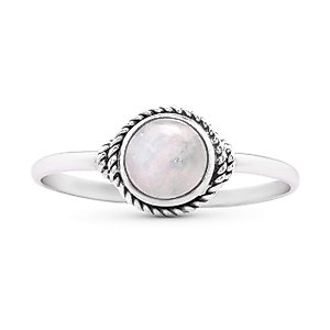 Koral Jewelry Round Moonstone Ethnic Delicate Ring 925 Sterling Silver Vintage Tribal Gipsy Boho Look (6)