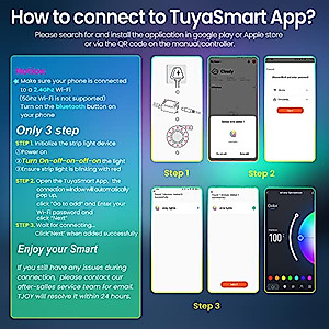 TJOY 100ft Smart Led Strip Lights for Bedroom, Alexa Led Light Strip,5050 RGB Color Changing Music Sync Led Lights Strip with App Remote,Multi-Color Wireless Led Lights for Bedroom (APP+Remote+Voice)