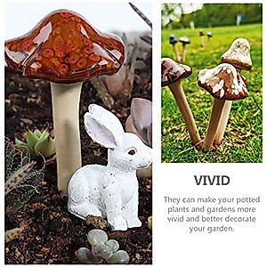 Housoutil Mushroom Decor 8pcs Garden Mushroom Statue Ceramics Mushroom Garden Lawn Ornaments
