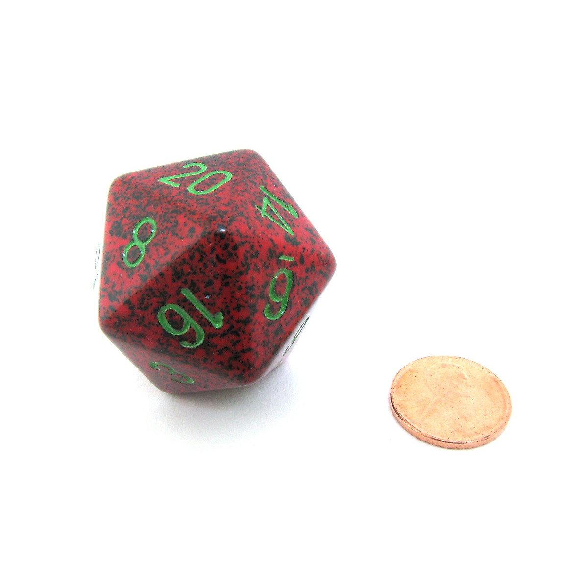 Jumbo d20 Counter - Speckled 34mm Dice: Strawberry