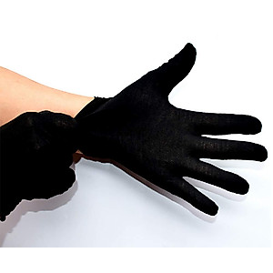 BesYouSel 6 Pairs Cotton Gloves Black Cotton Gloves Soft Cotton Gloves Ceremonial Gloves Dirty-resistant Wear-resistant Sweat-absorbent Work Gloves, Black, Size Large