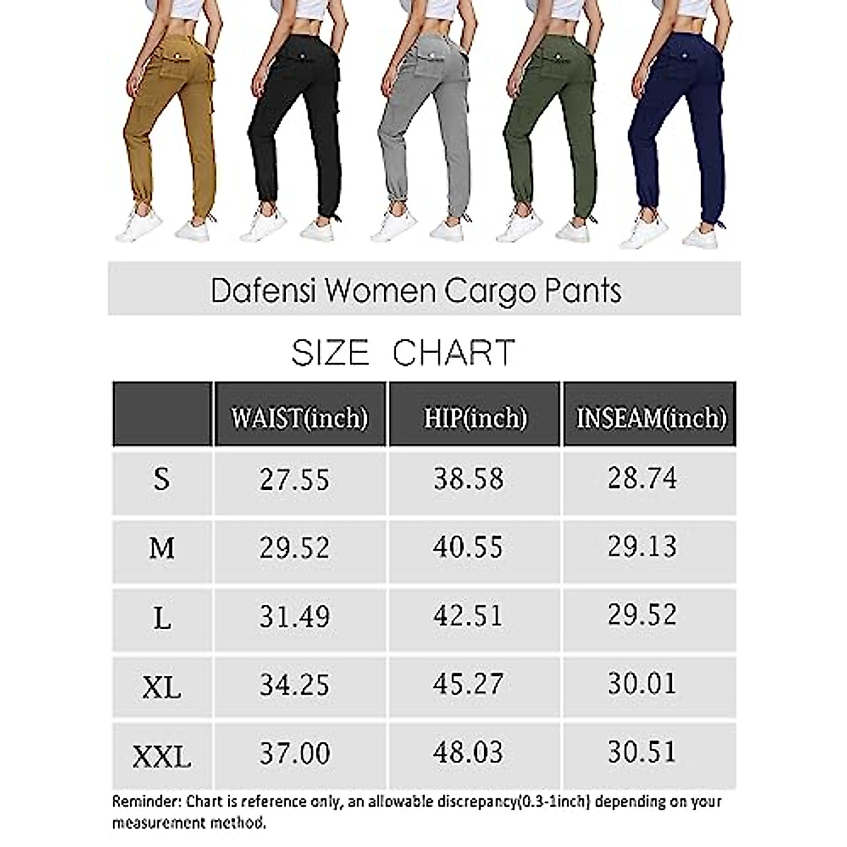 Dafensi Cargo Pants for Women Stretchy Cargo Joggers Casual Lightweight Hiking Pants ArmyGreen XL