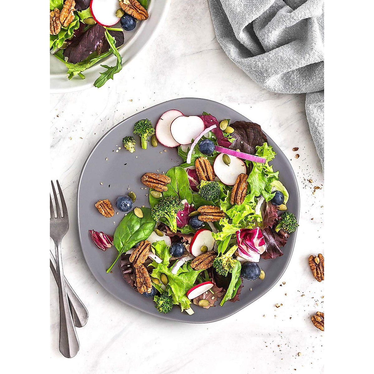 LE TAUCI Dinnerware Sets 12 Piece, Serve for 4, Ceramic Plates and Bowls Set (10" Dinner Plates + 8" Salad Dish + 22 oz Bowl) x 4, Suit For House Warming Wedding, Dishwasher Microwave Oven safe - Grey