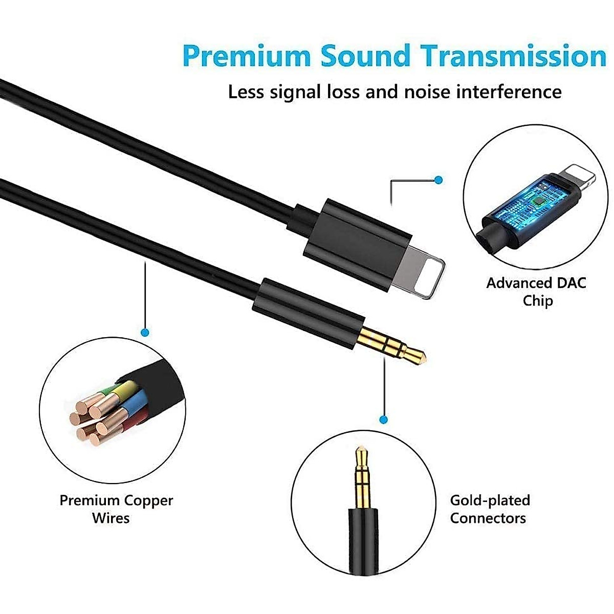 Aux Cord for iPhone, Lightning to 3.5mm Audio Cable 3.3FT [Apple Mfi Certified] iPhone AUX Cord for Car Stereo, Speaker and Headphone Compatible with iPhone 14 13 12 11 XS XR X 8 7 6 iPad iPod (Black)