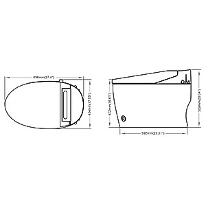 BWE Smart Toilet One-piece Bidet Toilet Seat, Foot Sensing, Auto Flush, Auto Open & Auto Close,Heated Seat, Warm Water and Dry, LED Digital Display, Wireless Remote Control