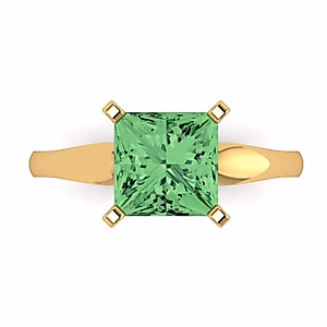 Clara Pucci 2.50ct Princess Cut Solitaire Green Simulated Diamond Excellent Engagement Bridal Promise Anniversary Ring 18K Yellow Gold 6