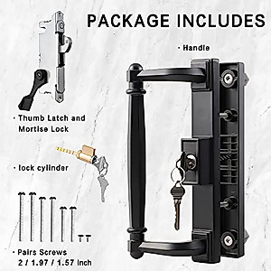 House Guard 20001 Series Patio Door Lock and Handle Set with Key Choices That Add a Unique Signature to Your Patio Doors Glass Sliding Door Handle(Black)